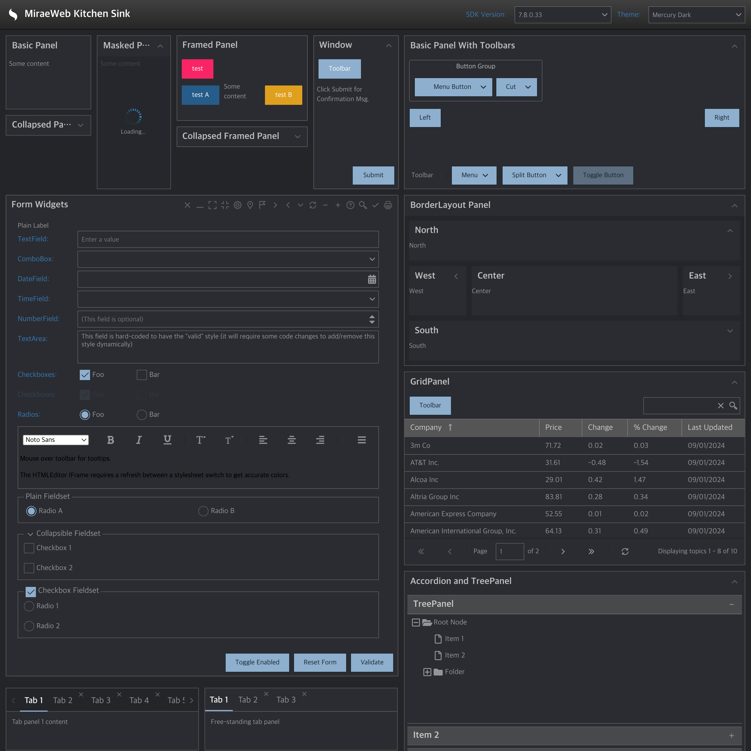 Ext JS Themes - Mercury Dark Theme | ExtJS Theme Store – Ext JS Themes Store